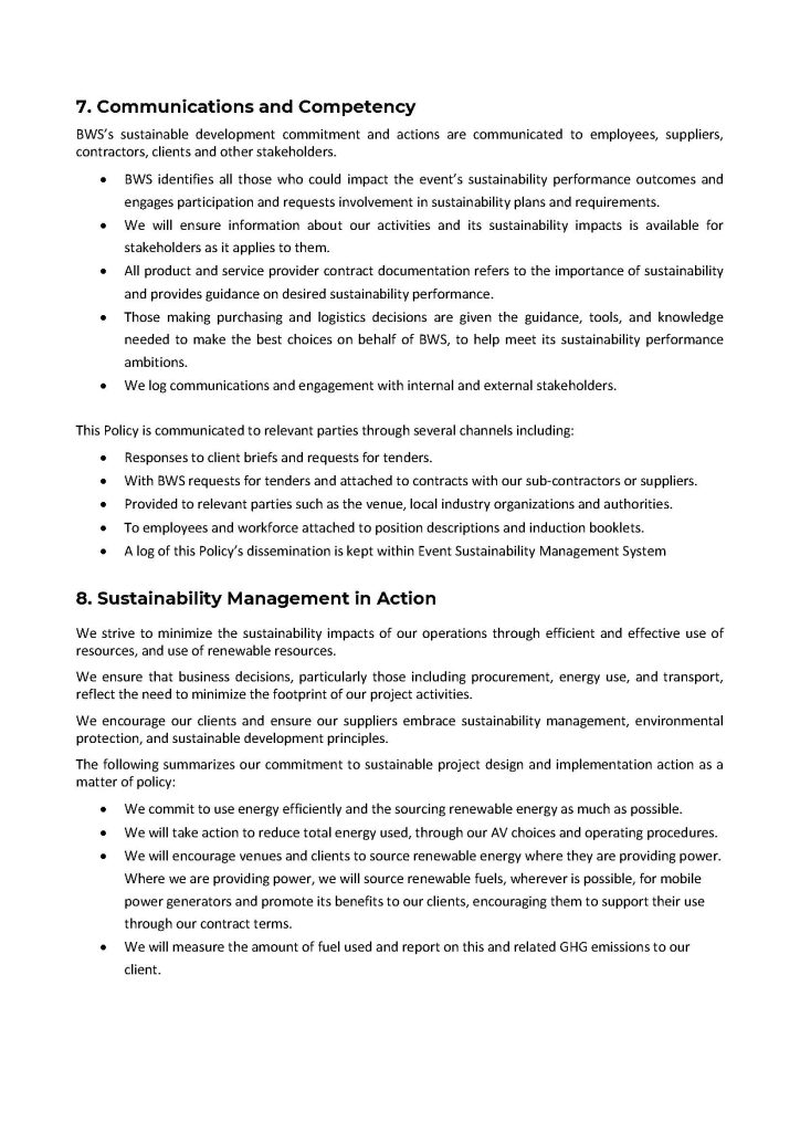 Sustainability Policy - Balich Wonder Studio | Live Entertainment Group Sustainability Policy - Balich Wonder Studio | Live Entertainment Group